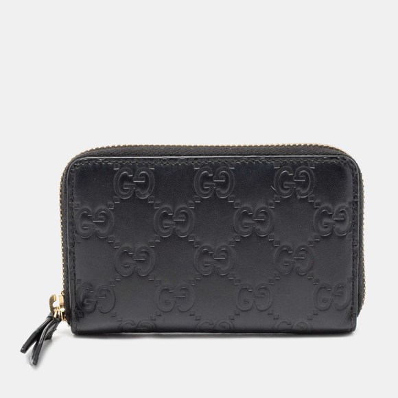 Gucci | Bags | Gucci Black Ssima Leather Zip Card Case | Poshmark
